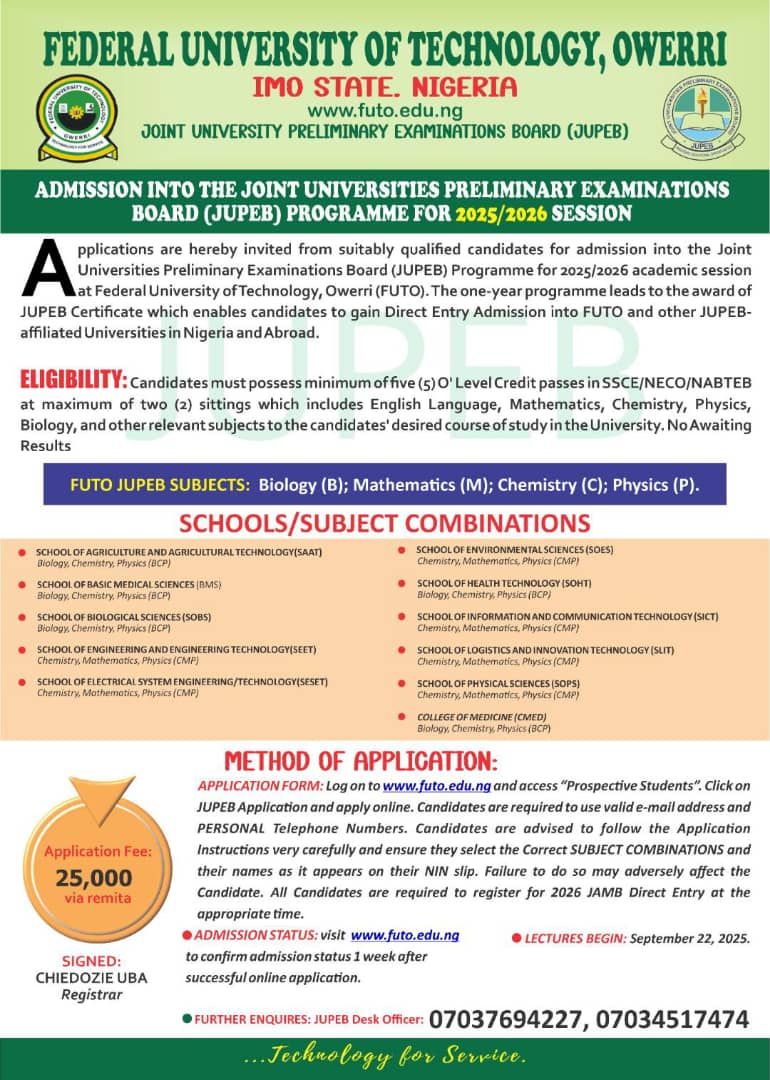 Home | Federal University of Technology, Owerri